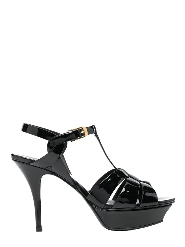 Saint Laurent Tribute Leather High Heel Sandals - Black