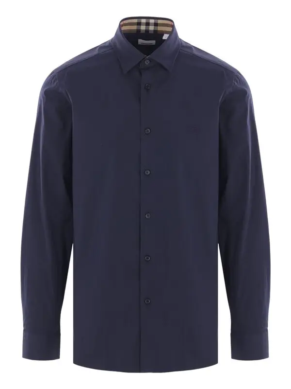 Burberry Ekd Logo Cotton Shirt - Blue