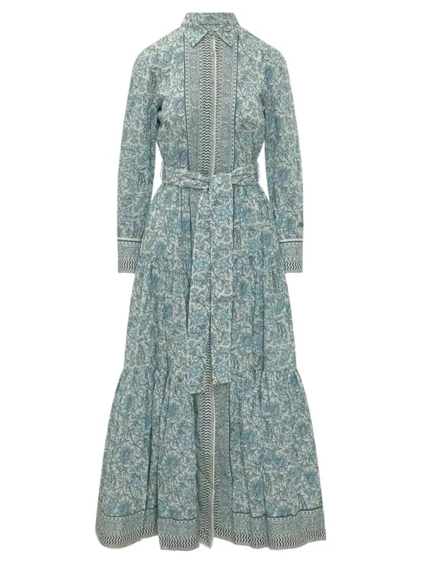 MC2 SAINT BARTH Jensen Maxi Dress With Floral Print - Blue