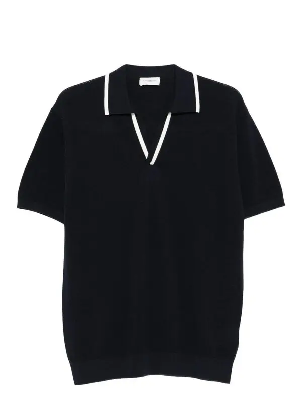 PAOLO PECORA V-neck Polo Shirt - Blue