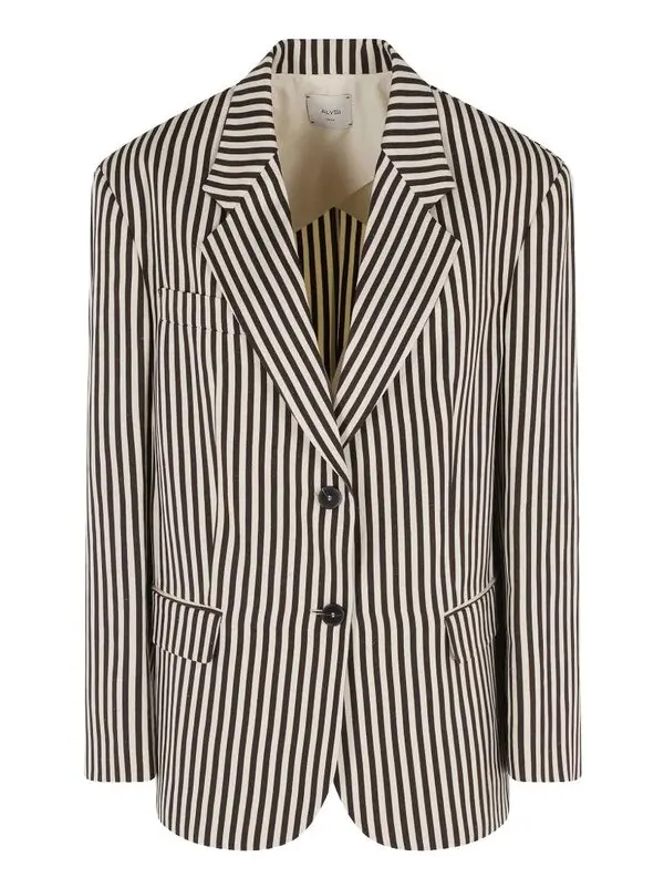 ALYSI Striped Single-breasted Blazer - Brown