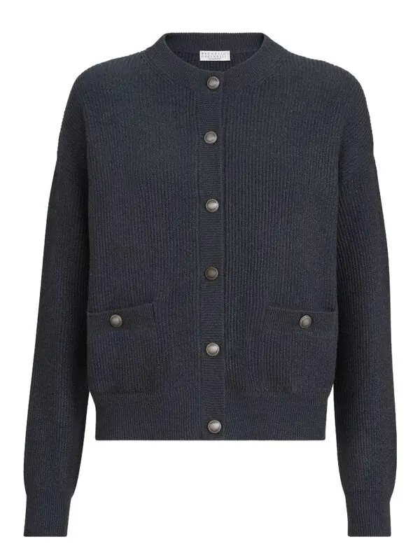 Brunello Cucinelli Cashmere Crew Neck Cardigan - Blue