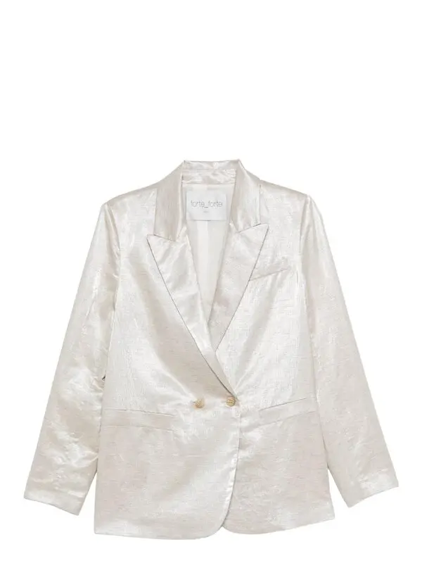 FORTE_FORTE Double-breasted Notched Lapel Jacket - Silver