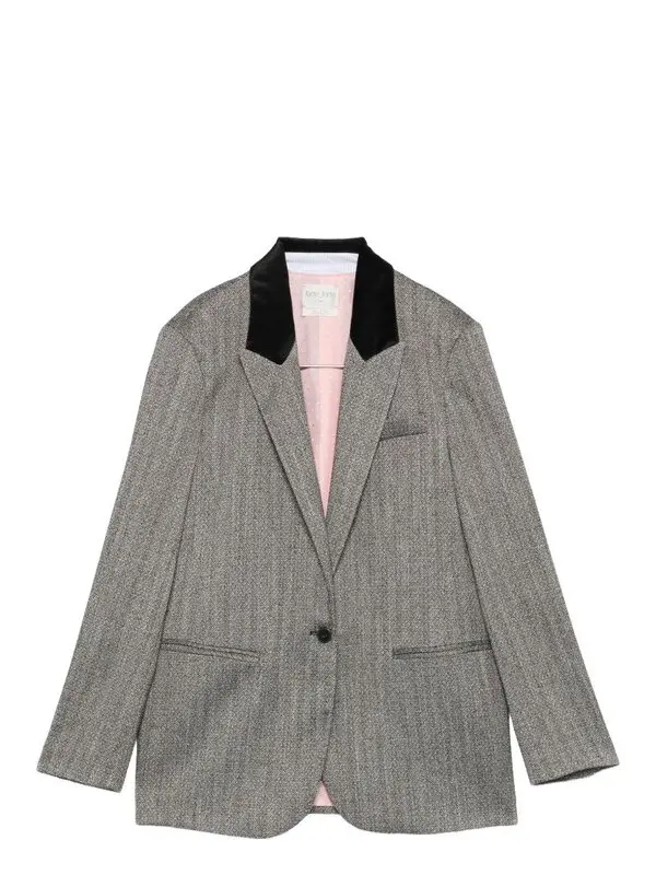 FORTE_FORTE Single-breasted Blazer With Velvet Collar - Black