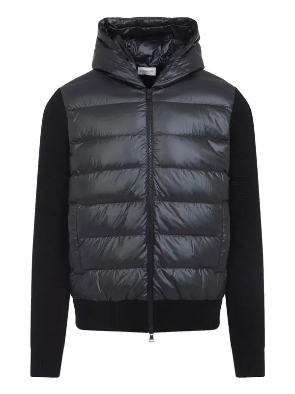 Moncler Wool And Nylon Padded Cardigan - Black