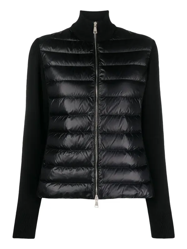 Moncler Wool And Nylon Padded Cardigan - Black
