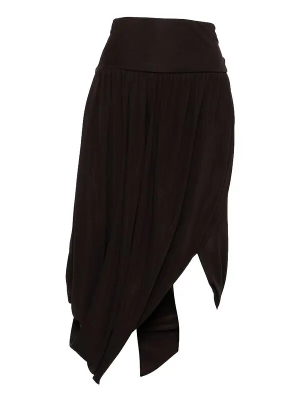 Alaïa Twisted Draped Midi Skirt - Brown