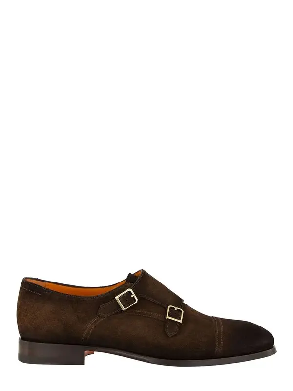 Santoni Double Buckle Loafers - Brown