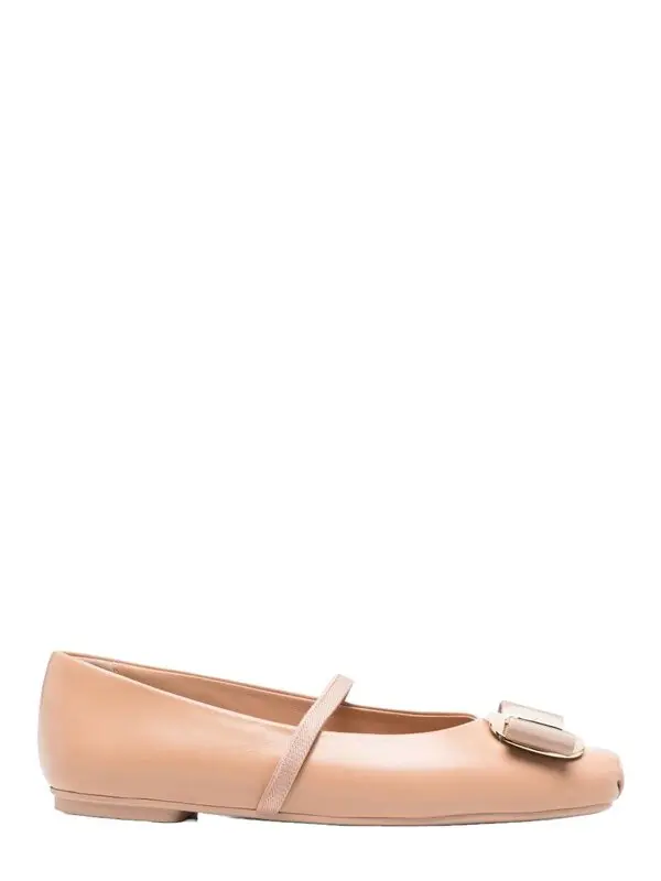 FERRAGAMO Vara Leather Ballet Flats - Brown