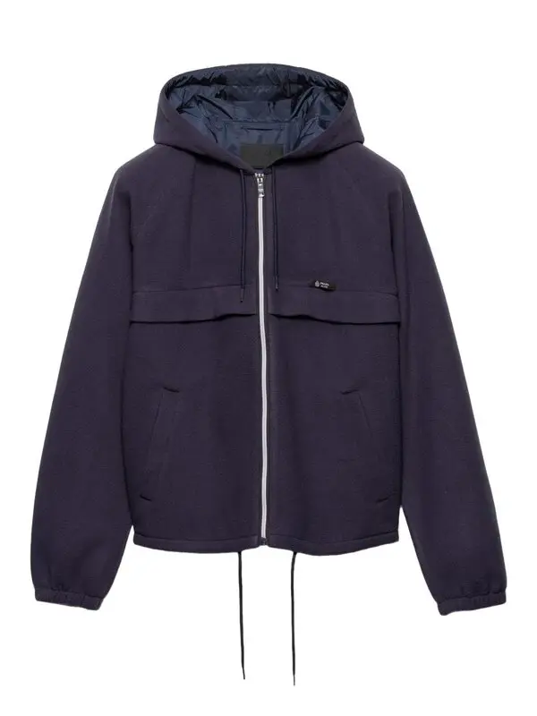 Prada Fleece Hooded Blouson Jacket - Blue