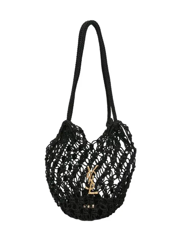 Saint Laurent Small Crochet Bucket Bag - Black
