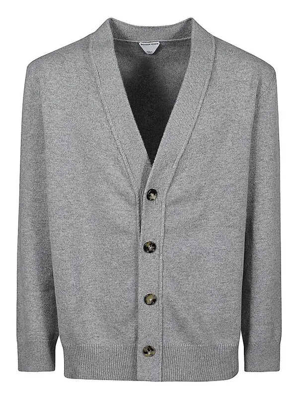 Bottega Veneta Cashmere Blend V-neck Cardigan - Grey