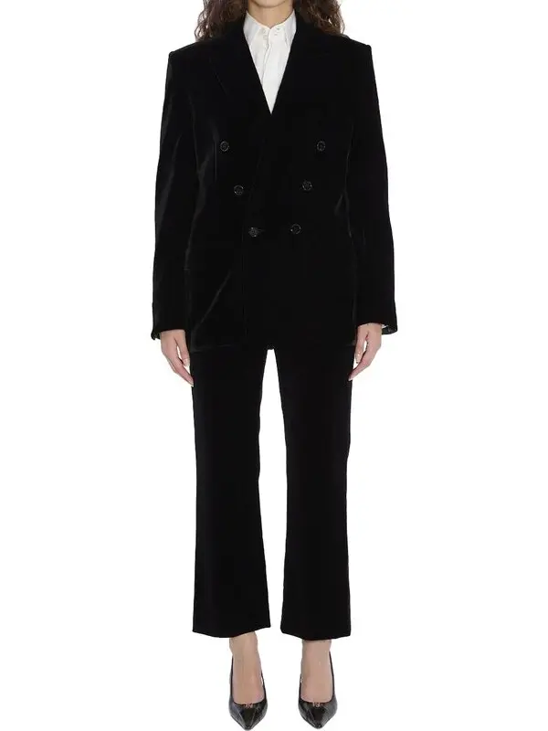 Saint Laurent Velvet Double-breasted Jacket - Black
