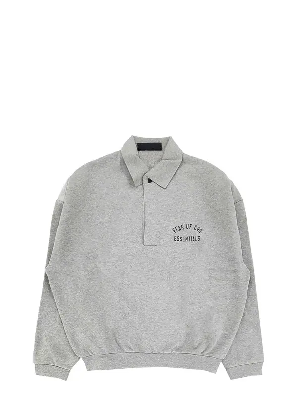 ESSENTIALS Heather Cotton Blend Sweatshirt With Logo Print - Grey