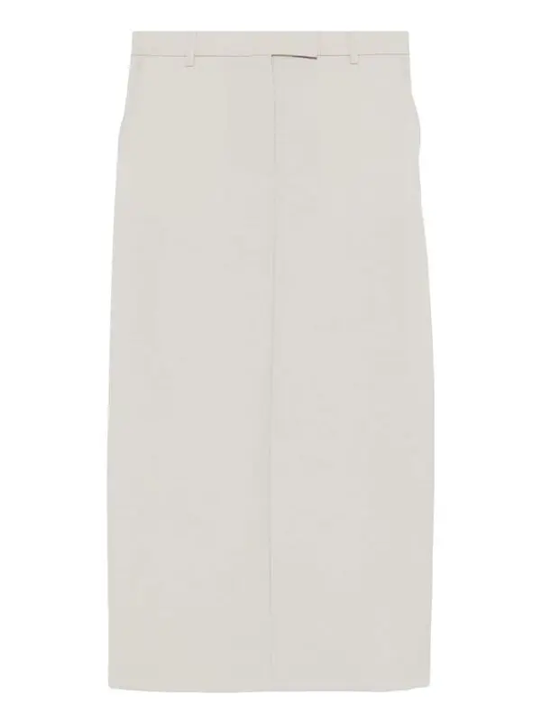 Officine Générale Virgin Wool Cotton Midi Skirt - Grey