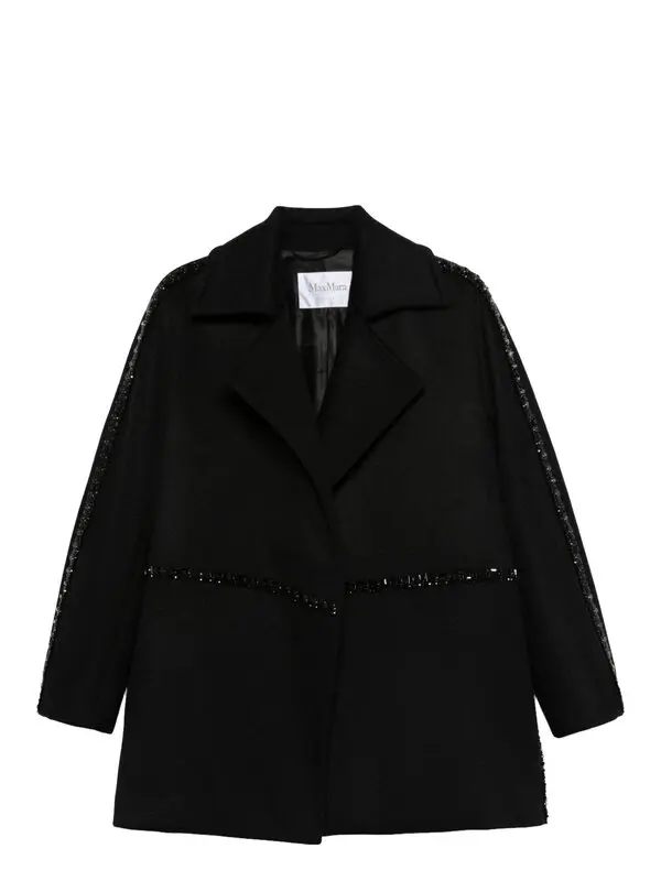Max Mara Embellished Wool Coat - Black