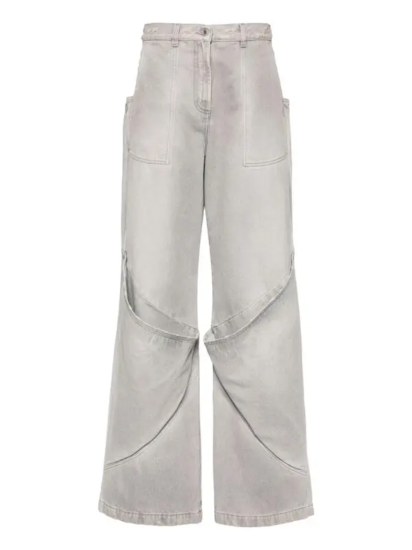 Attico Wide-leg Distressed Denim Jeans - Grey