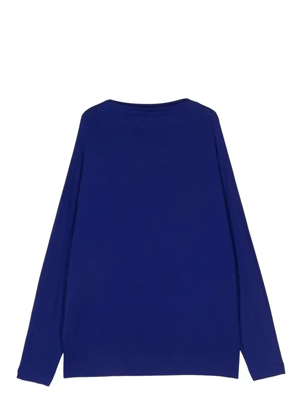 Issey Miyake Boat Neck Long Sleeve Sweater - Blue