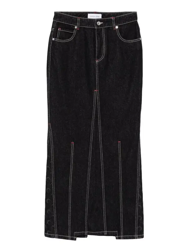 MARINE SERRE Moon Print Denim Maxi Skirt - Black