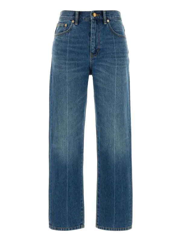 Tory Burch Slim Cotton Denim Jeans - Blue