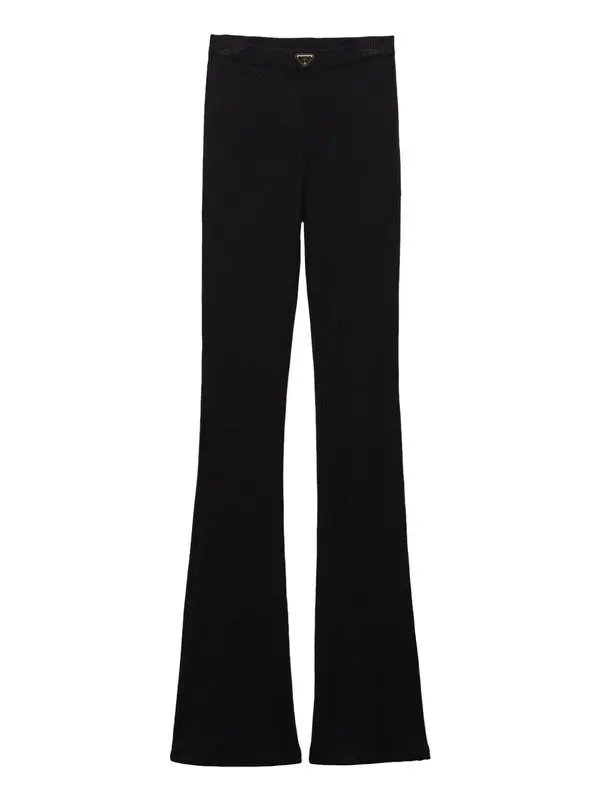 Prada Ribbed Jersey Flare Trousers - Black