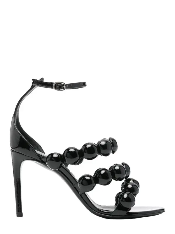 Alaïa Leather Heel Sandals With Buckle Fastening And Half-sphere Embellishments - Black
