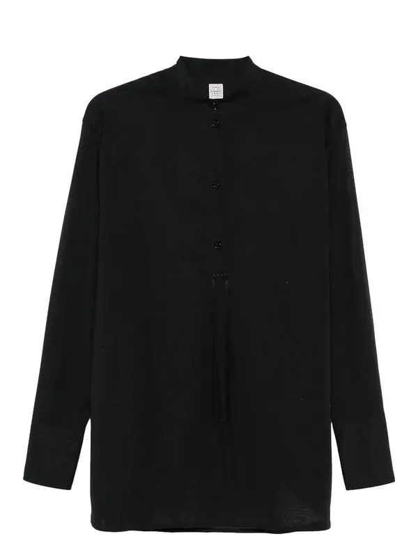 TOTEME Organic Cotton Band Collar Blouse - Black