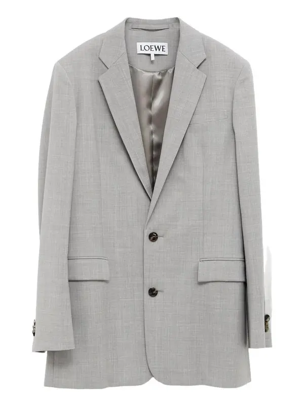Loewe Single-breasted Wool Jacket With Notch Lapels - Grey