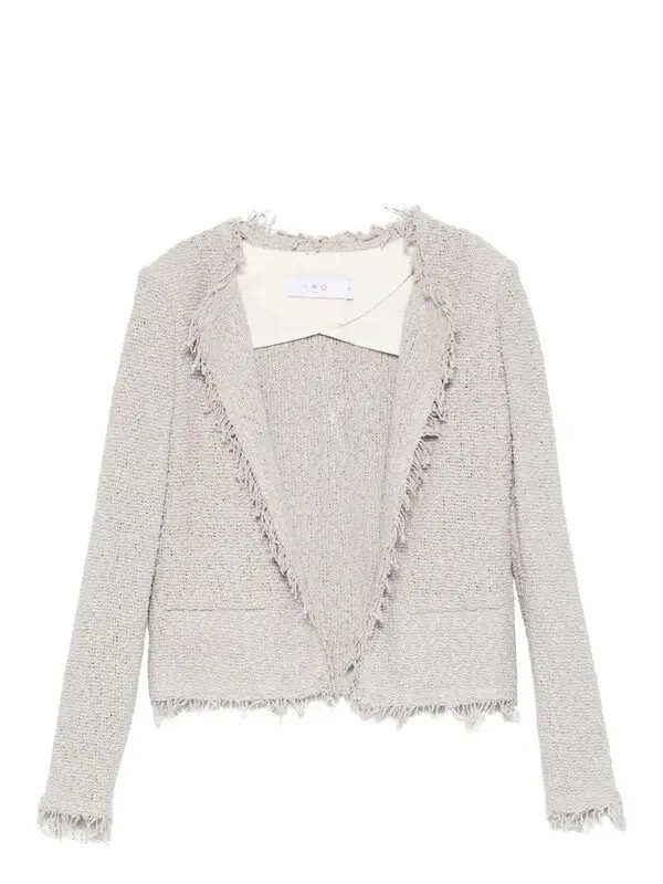 IRO PARIS Shavani Textured Cotton Jacket With Frayed Edges - Grey