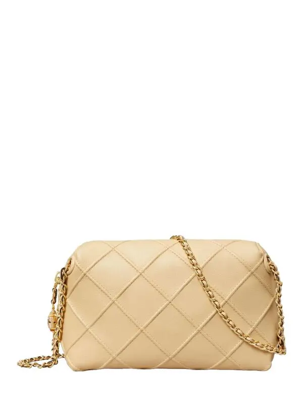 Tory Burch Fleming Leather Quilted Crossbody Bag - White