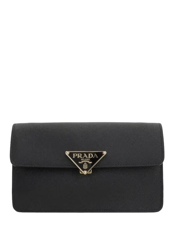 Prada Arqué Saffiano Leather Shoulder Bag - Black