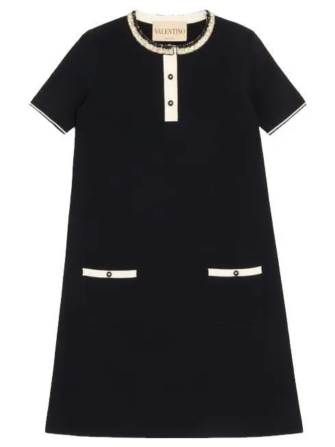 Valentino Garavani Embroidered Stretch Viscose Dress - Black