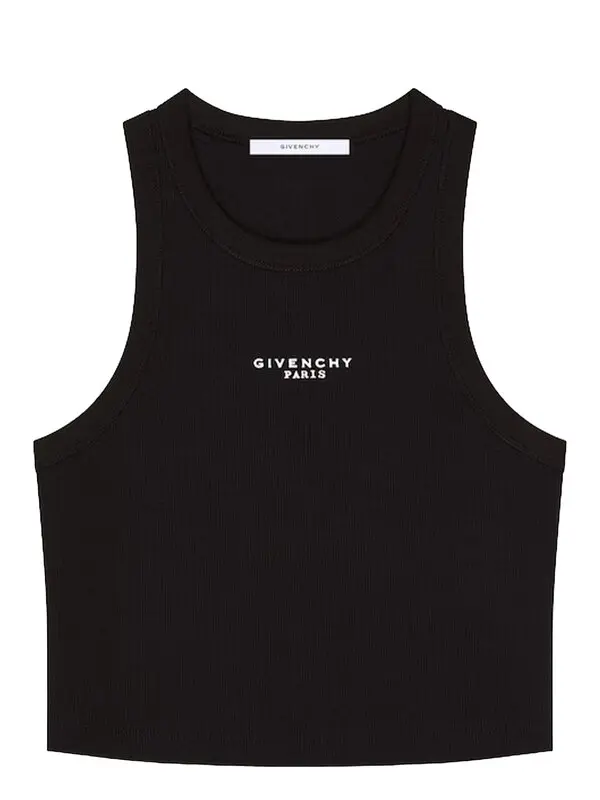 Givenchy Cropped Ribbed Tank Top - Black