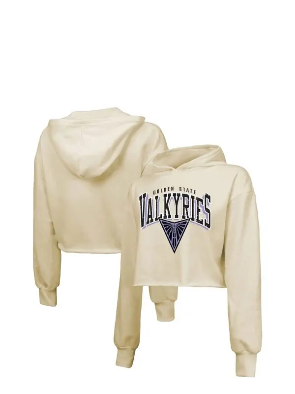 MAJESTIC THREADS Golden State Valkyries Cropped Pullover Hoodie - Cream