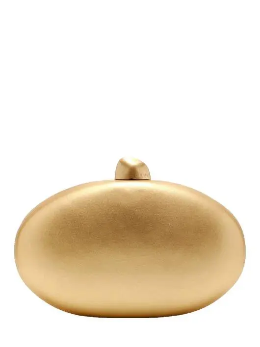 Cult Gaia Eviana Metallic Leather Clutch - Brass
