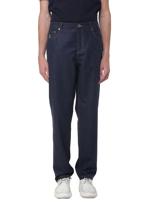 Brunello Cucinelli Wool Felt Five-pocket Straight-leg Trousers - Navy
