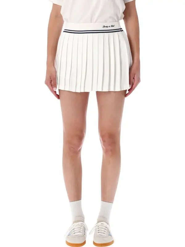 SPORTY & RICH Pleated Tennis Mini Skirt - Ecru