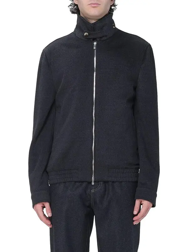 Brunello Cucinelli High Neck Wool Bomber Jacket - Charcoal