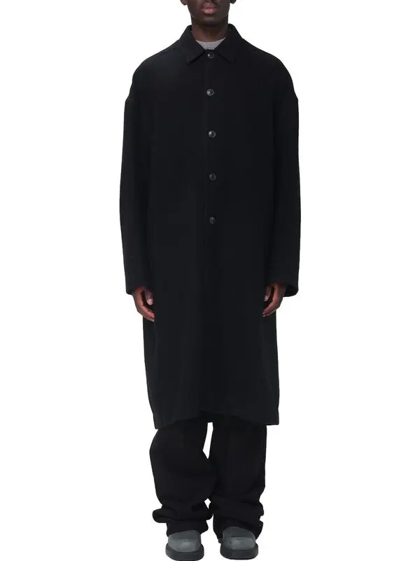 Rick Owens Single-breasted Merino Wool Long Coat - Black