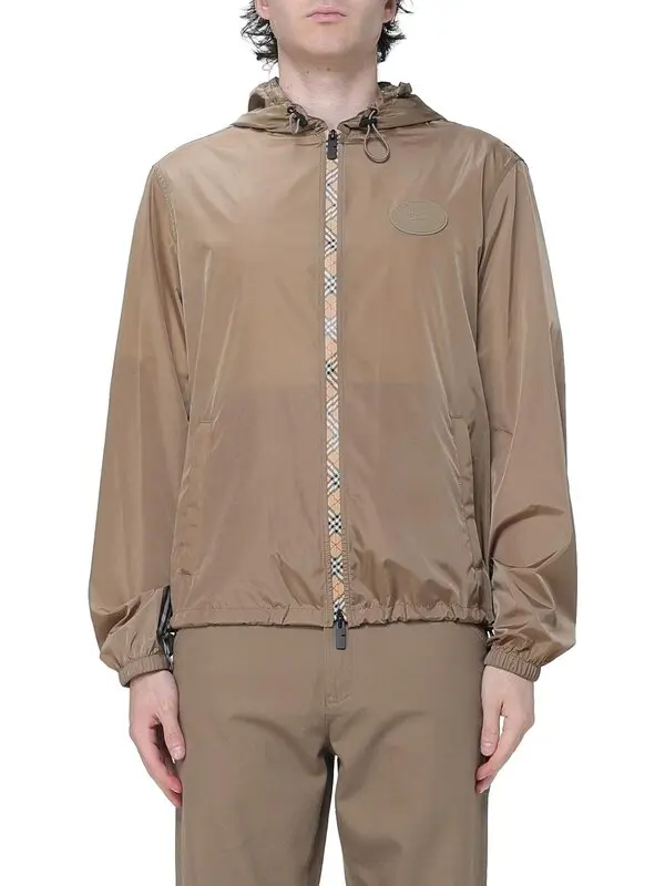 Burberry Vintage Check Nylon Hooded Windbreaker Jacket - Brown