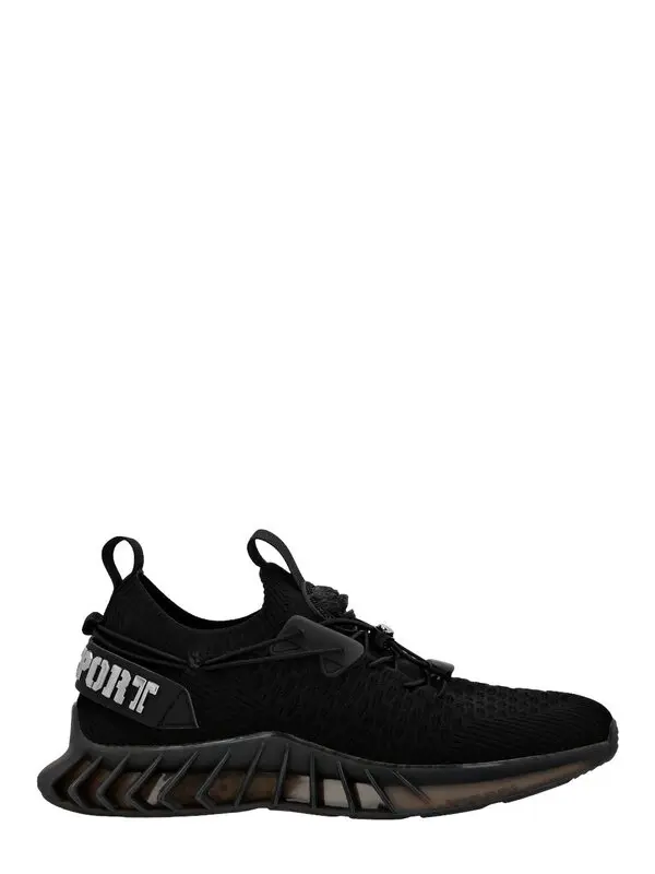PLEIN SPORT Technical Knit Low-top Sneakers With Double Pull Tab - Black