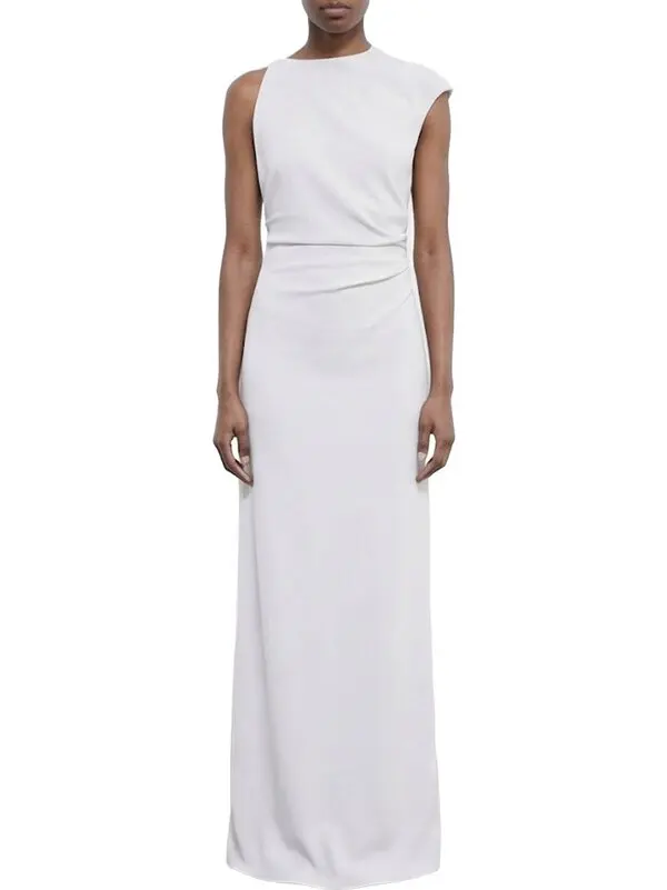 Patrizia Pepe Asymmetrical Draped Maxi Dress - Grey