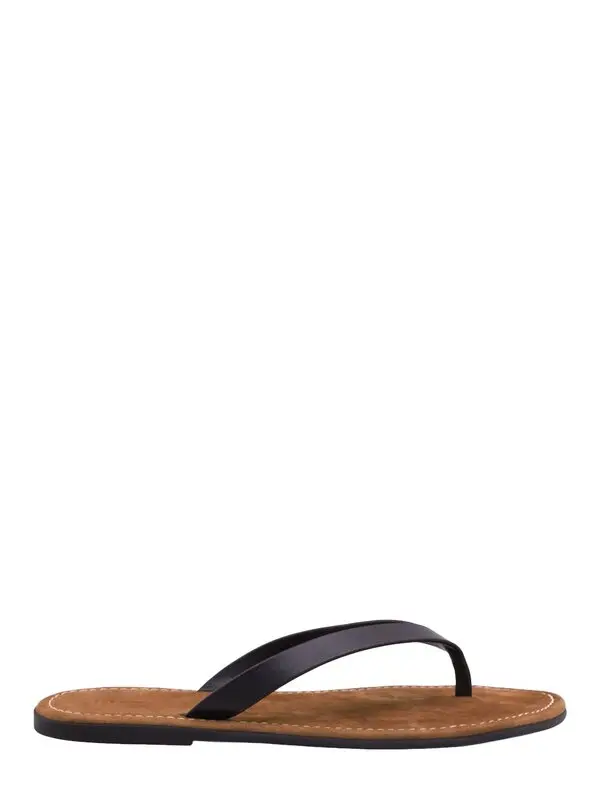 THE ROW Beach Low-heel Calfskin Thong Sandals - Black