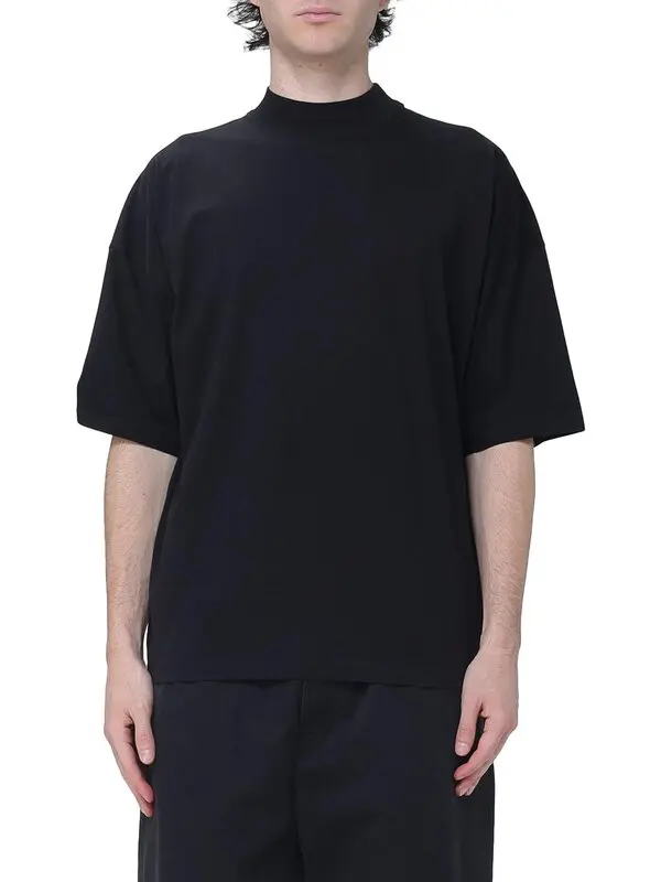JIL SANDER Cotton T-shirt With Mock Neck And Dropped Shoulders - Grey