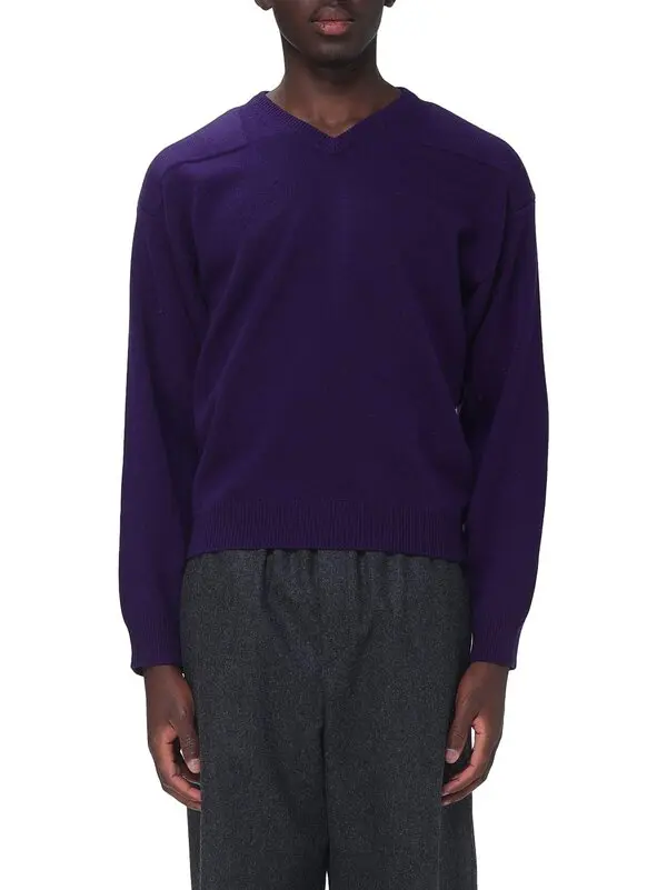 JIL SANDER V-neck Long-sleeve Wool Blend Jumper - Violet