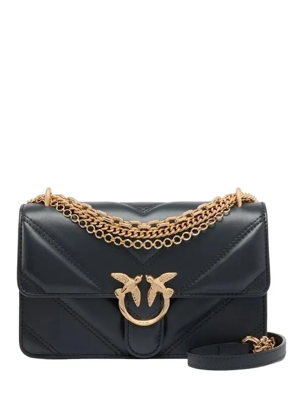 Pinko Quilted Leather Mini Bag With Chain Strap - Grey