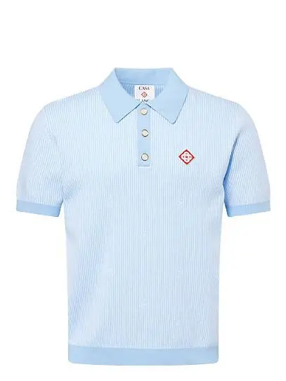 Casablanca Pinstripe Short-sleeve Cotton Polo Shirt - Blue
