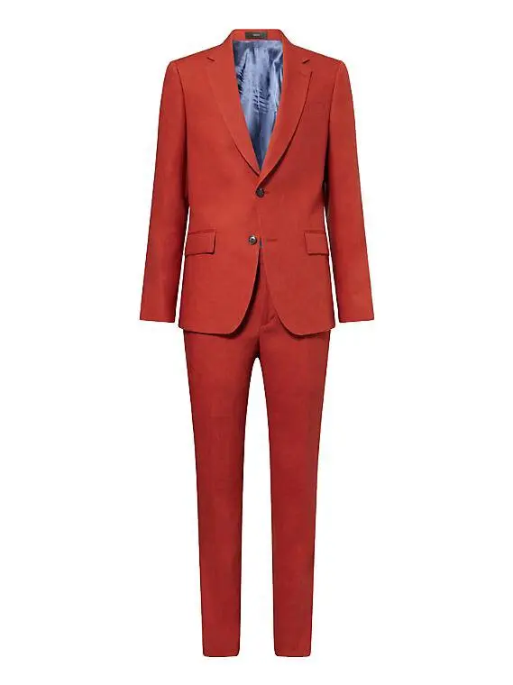 Paul Smith Single-breasted Notch-lapel Linen Suit - Dark Rust