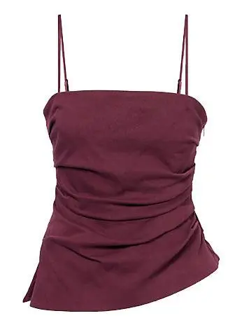Simkhai Emerson Ruched Cotton-blend Bustier Top - Fig