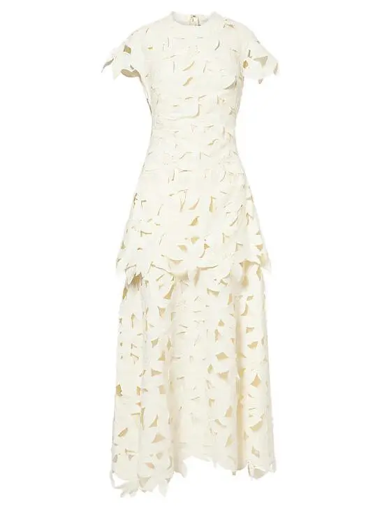 Simkhai Neve Floral Cut-out Woven Midi Dress - Ivory